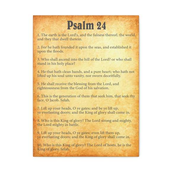 Express Your Love Gifts | Art | Scripture Sign Psalm 24 Chapter Gold Bible Canvas Christian Wall ...